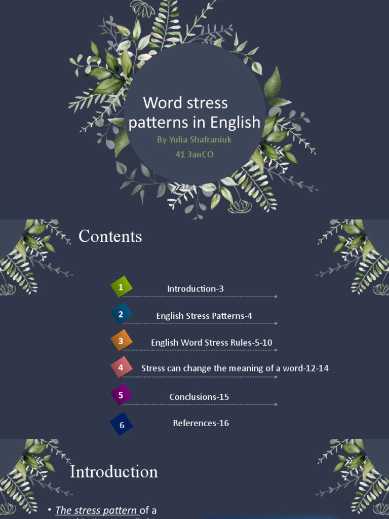 WORD Stress Patterns | PDF