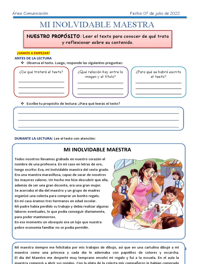 Dia 2 Mi Inolvidable Maestra Mila | PDF | Amor