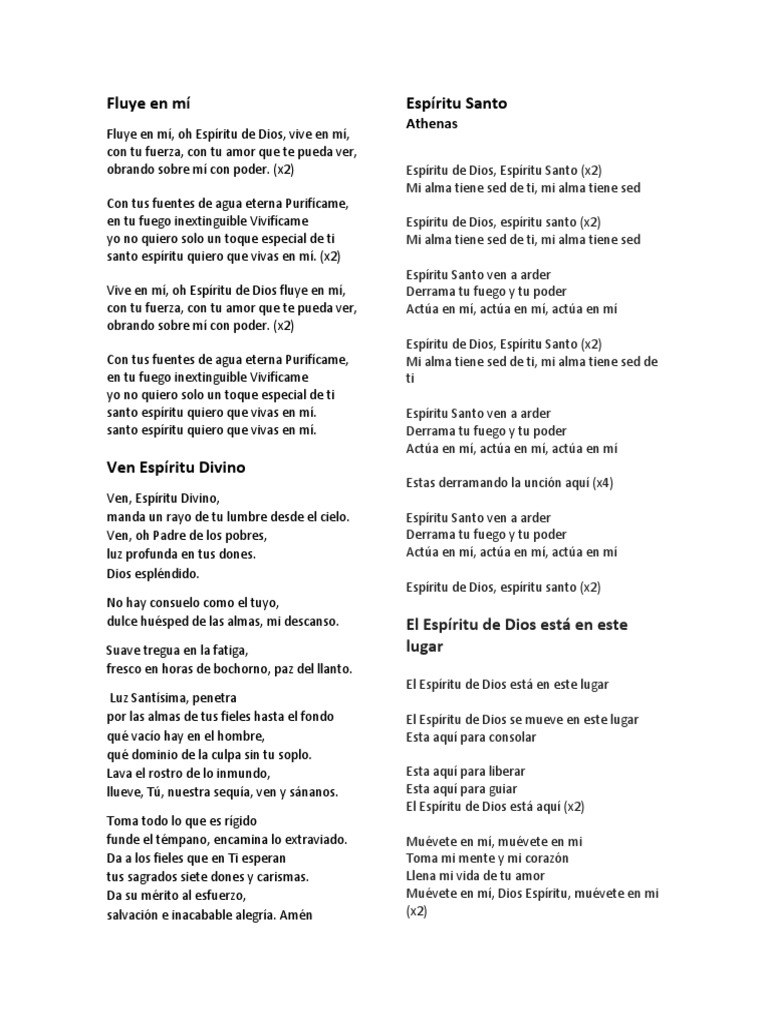 Cantos Al Espíritu Santo | PDF