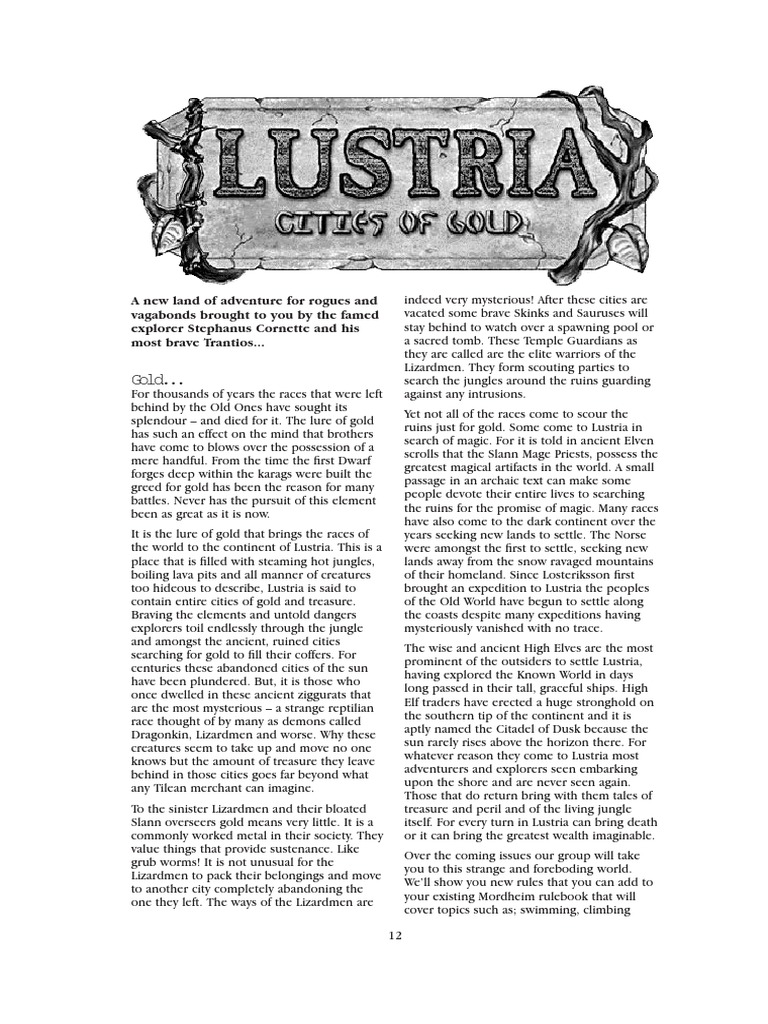 Lustria - Cities of Gold | PDF | Fantasy