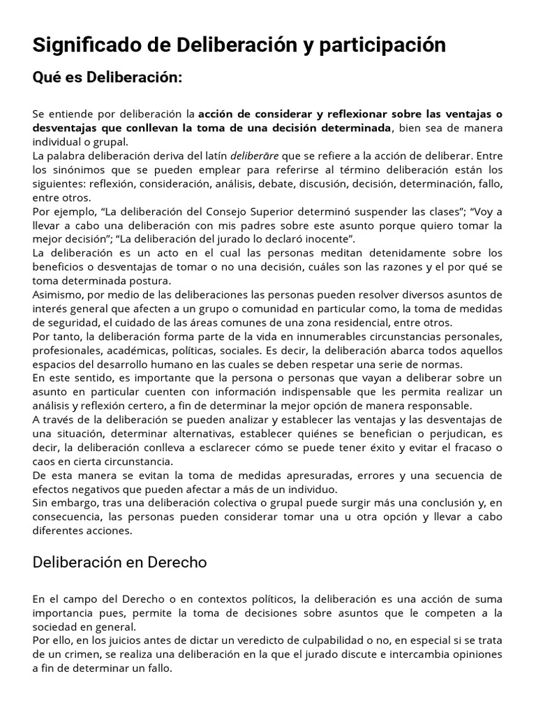 Significado de Deliberación | PDF