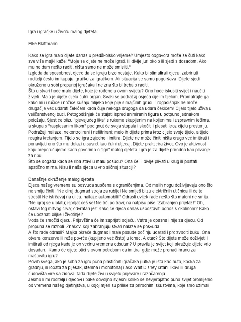 Igra I Igračke U Životu Malog Djeteta | PDF
