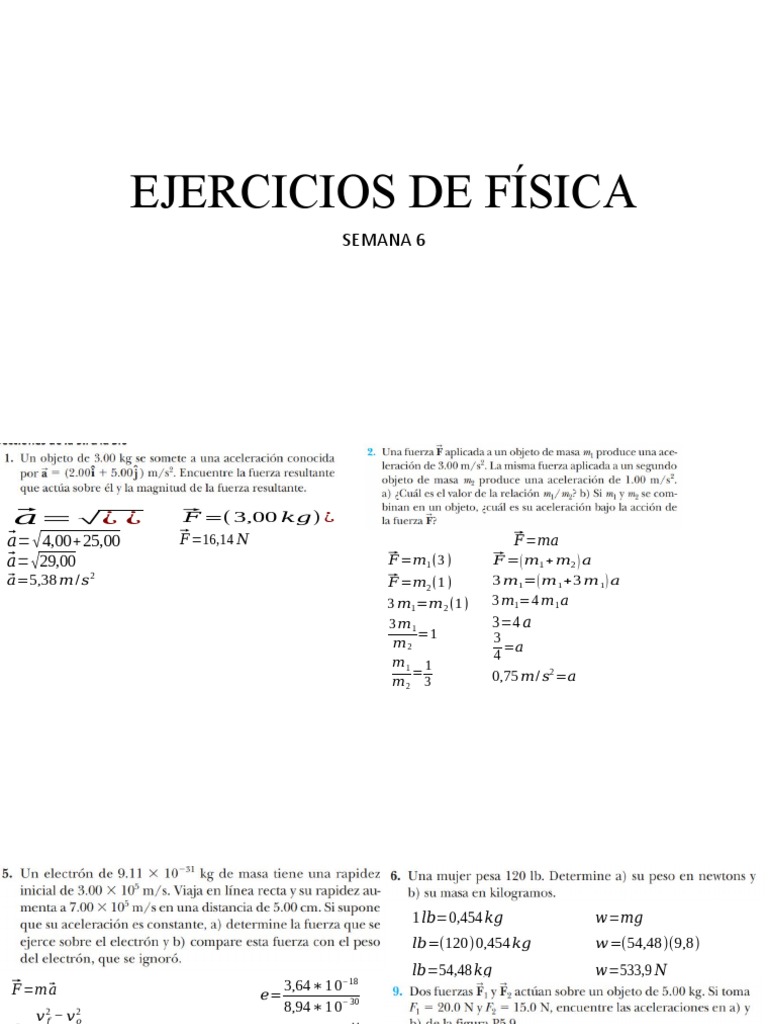 Ejercicios de Física - Semana 6 | PDF | Teaching Methods & Materials