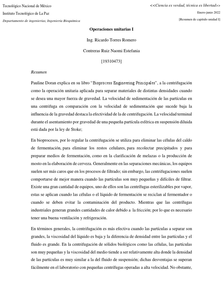 Resumen U2. | PDF | Líquidos | Centrífugo