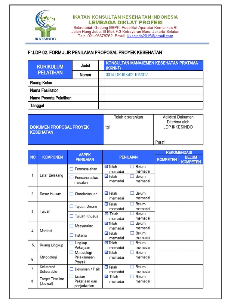 LDP 02. Penilaian Proposal Proyek Kesehatan V.2 3 | PDF