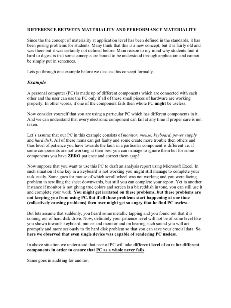 Difference Between Materiality and Performance Materiality | PDF ...