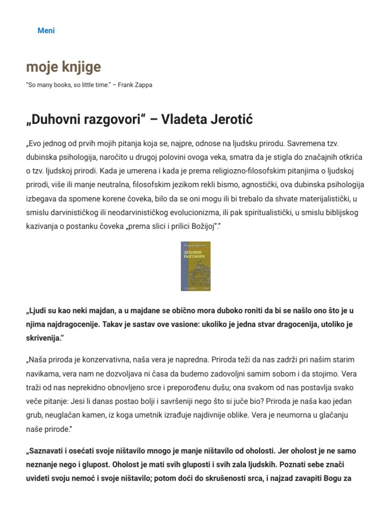 Duhovni Razgovori" - Vladeta Jerotić - Moje Knjige | PDF