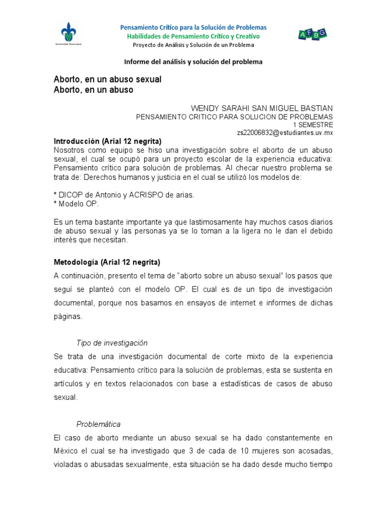A13 Guía Extenso Proyecto v3.5 (1.) | PDF | Violación | Abuso sexual