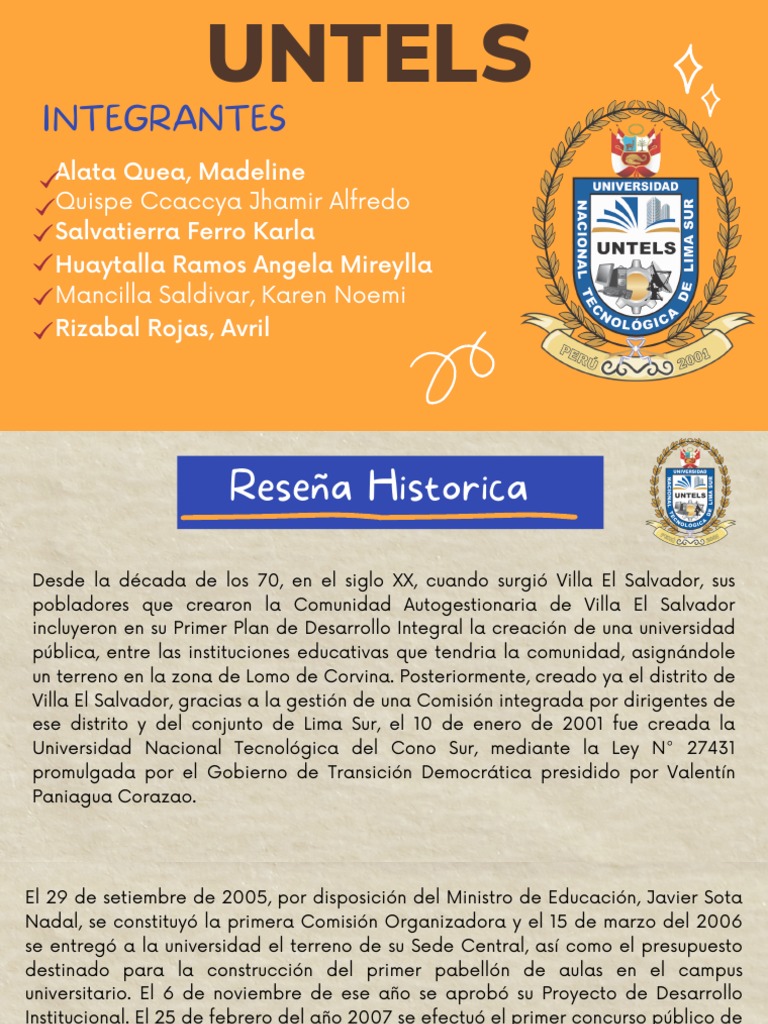 Historia y Misión de la UNTELS | PDF