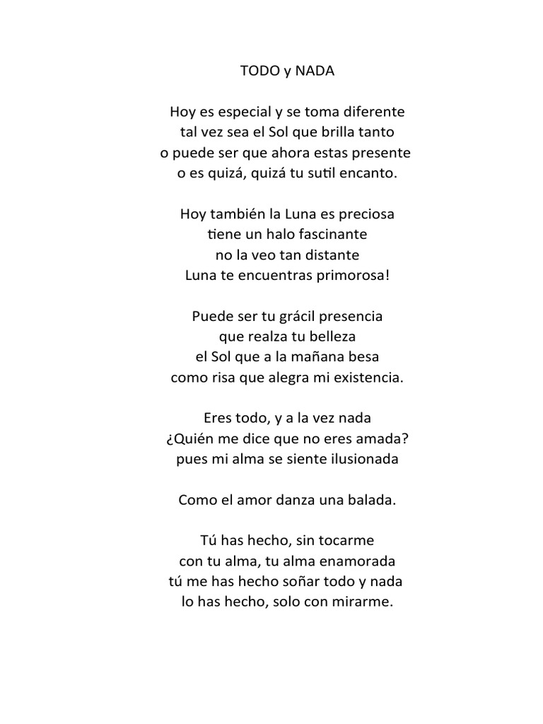 Todo y nada: poema de amor y esperanza | PDF