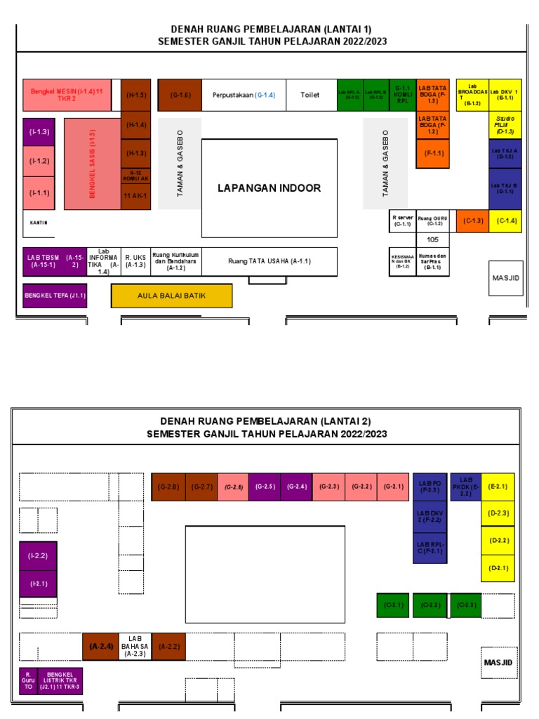 Denah Ruang Pembelajaran 2022-2023 Ganjil | PDF