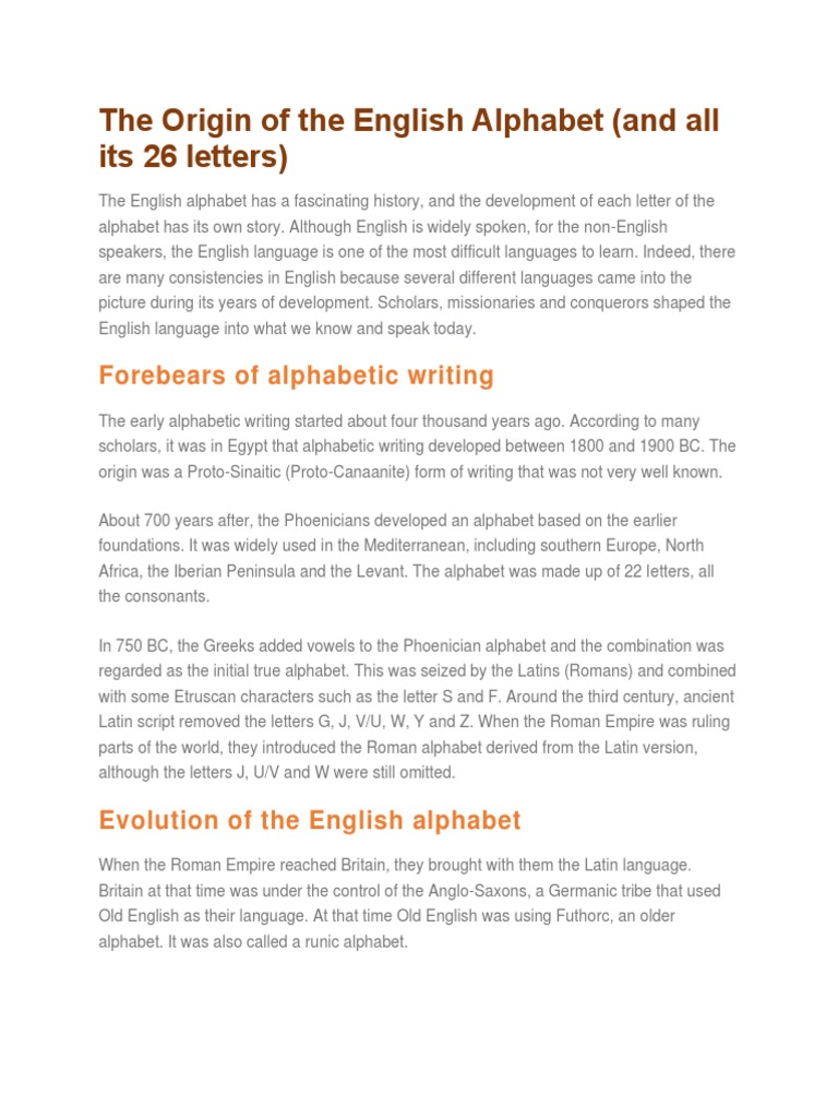 History and Evolution of the English Alphabet | PDF | Alphabet ...
