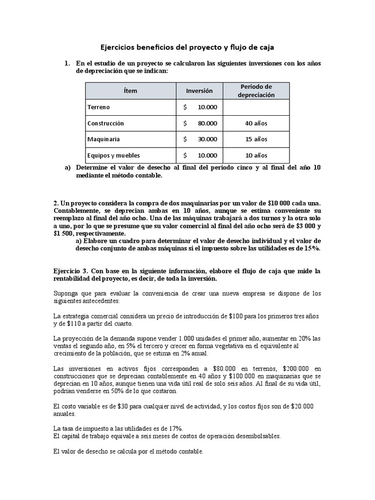 Acividad. Flujo Caja | PDF | Depreciación | Amortización (Negocio)