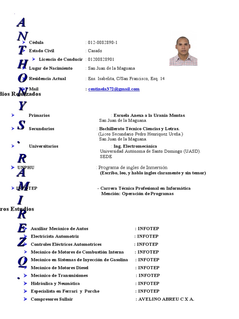 Curriculum Anthony Ramirez 01 | PDF | Tecnología