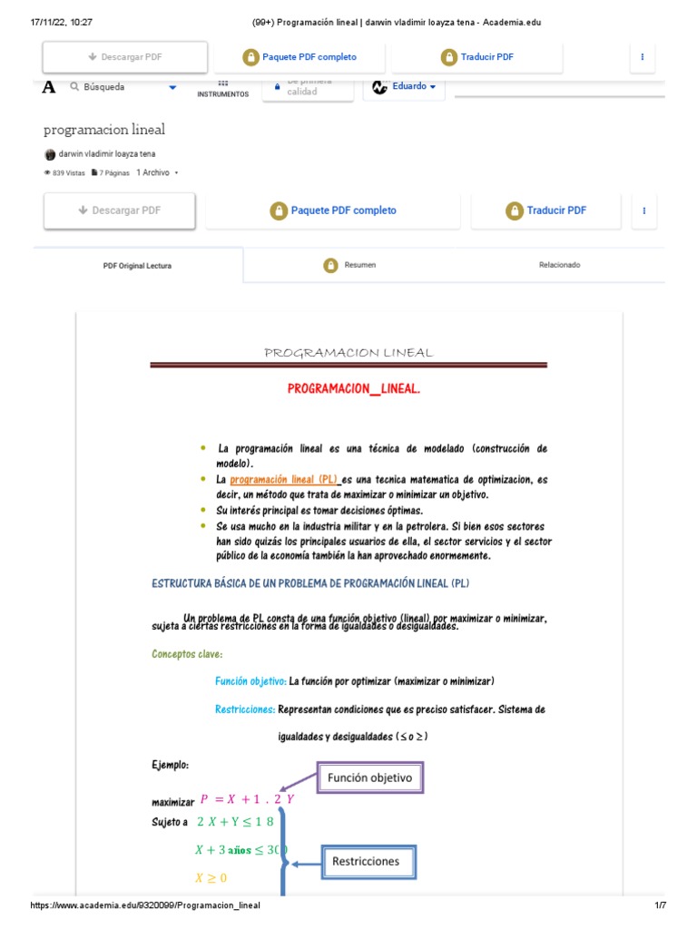 (99+) Programación Lineal - Darwin Vladimir Loayza Tena - Academia ...