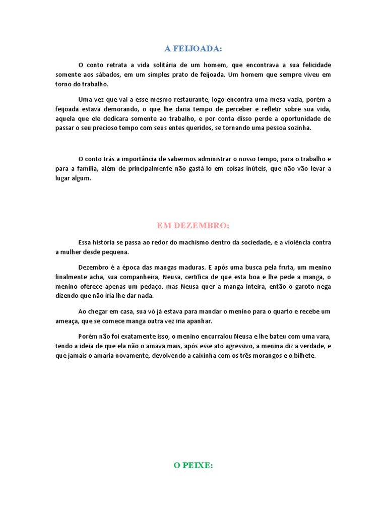 A Feijoada | PDF | Tempo | Contos