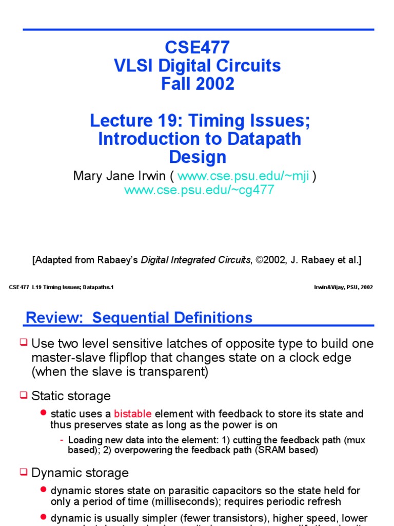 Cse477 19 Timing | PDF | Central Processing Unit | Electronic Circuits