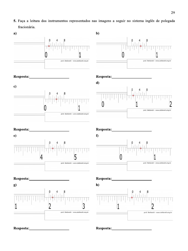 Exercicio Paquimetro Polegada | PDF