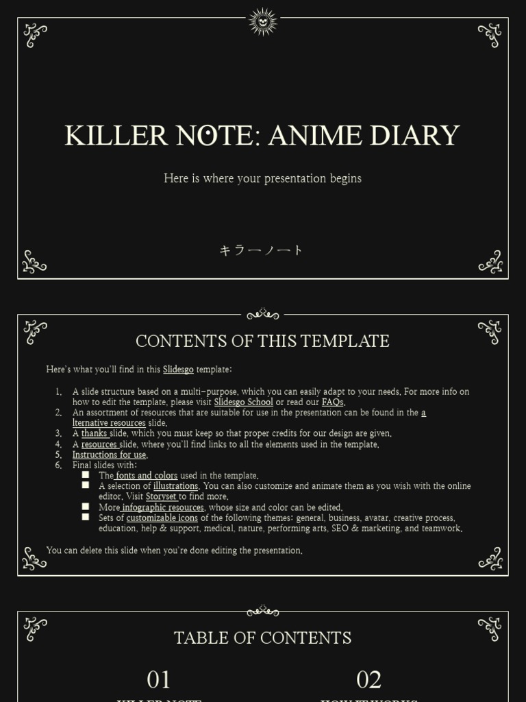 Killer Note - Anime Diary by Slidesgo | PDF | Planets | Saturn