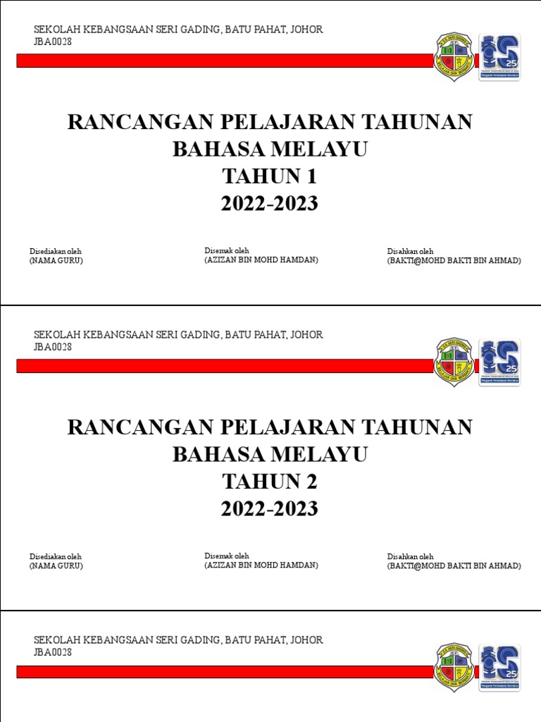 Muka Depan RPT 2022 | PDF