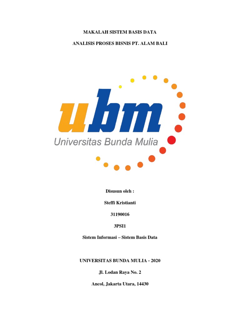 Contoh Laporan UTS Sistem Basis Data | PDF
