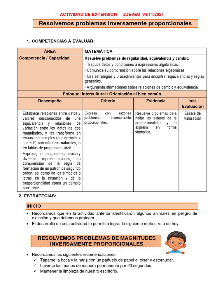 Resolvemos Problemas Inversamente Proporcionales: Resuelve Problemas de ...