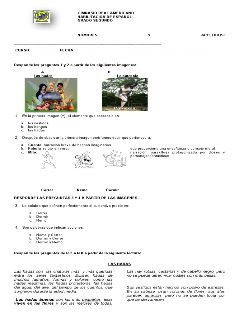 Actividades de Español en Selección Múltiple | PDF