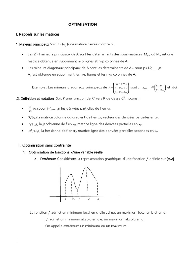 Optimisation des fonctions et matrices | PDF | Extremum | Relations mathématiques