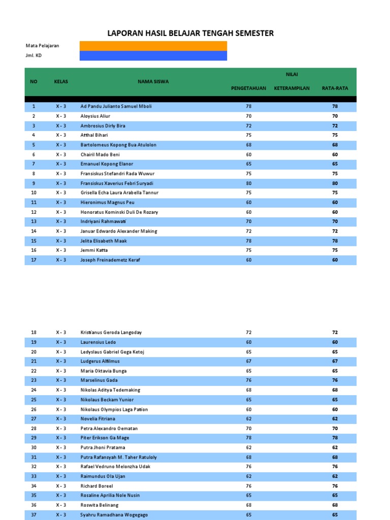Format Mid Semester X - 3 | PDF