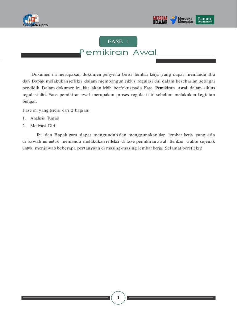 Lembar Fase Pemikiran Awal | PDF