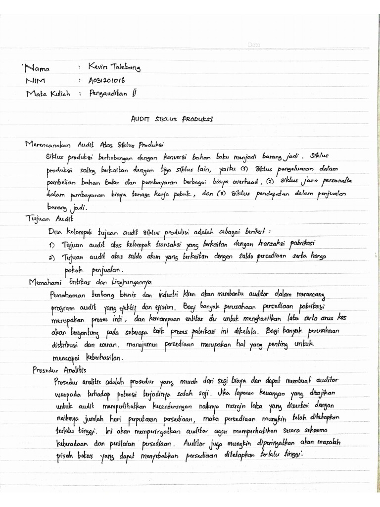 RMK 5 - Audit Siklus Produksi - Kevin Talebong - A031201016 | PDF