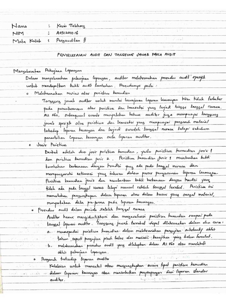 RMK 14 Penyelesaian Audit Kevin Talebong A031201016 | PDF