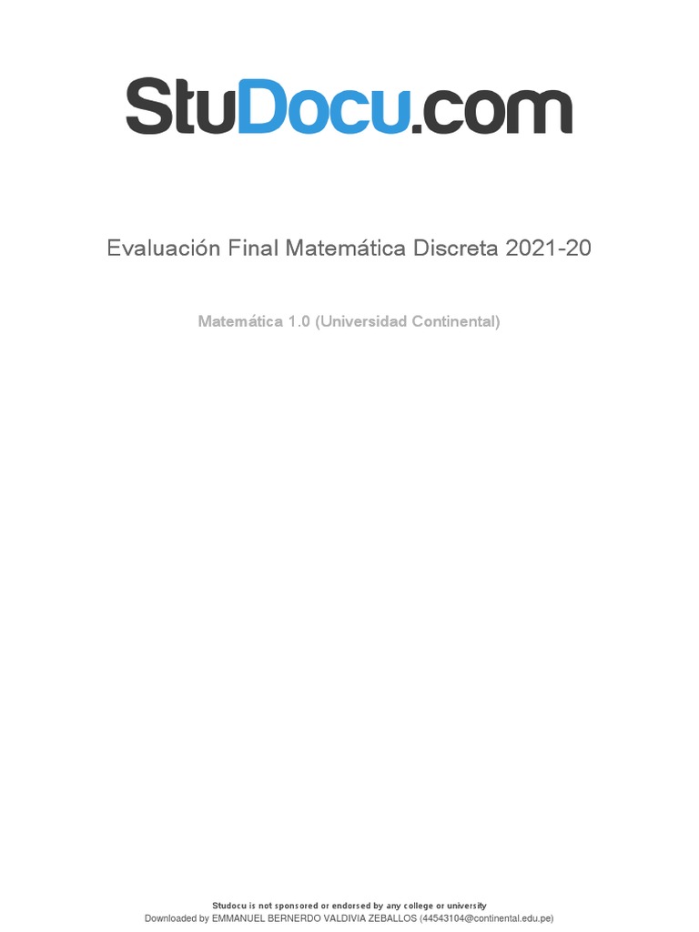 Evaluacion Final Matematica Discreta 2021 20 | PDF | Prueba matemática | Teoría de grafos