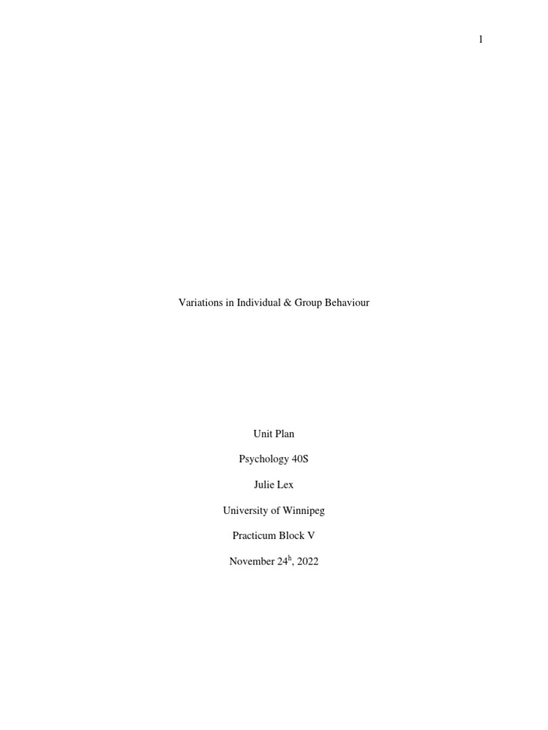 Psychology Lesson Plan: Group Behavior | PDF | Mental Disorder | Psychology