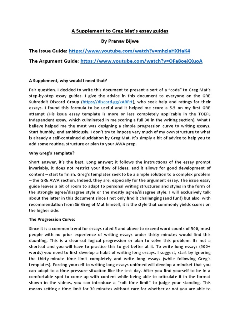A Supplement To Greg Mats Essay Guides 1.0 1 | Download Free PDF ...