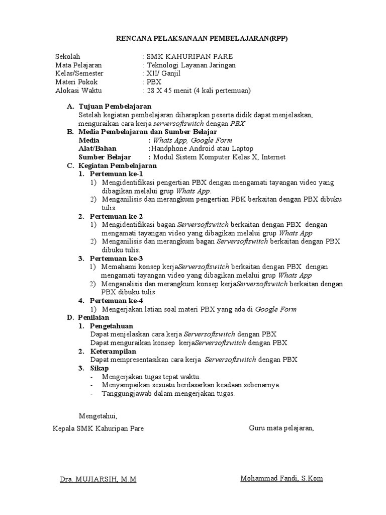 RPP TKJ XII Tek Lay Jar | PDF