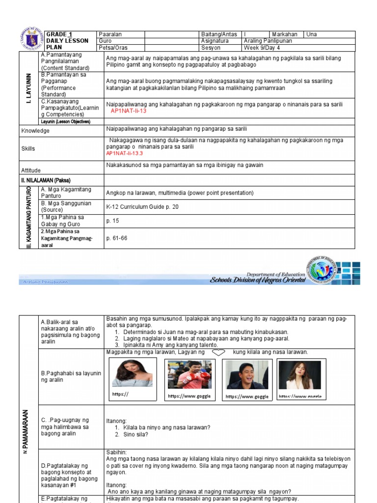 Grade 1 Daily Lesson Plan: AP1NAT-Ii-13 | PDF