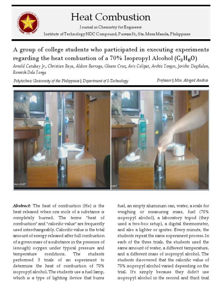 Journal - Group 2 - Heat of Combustion | PDF | Combustion | Physical ...