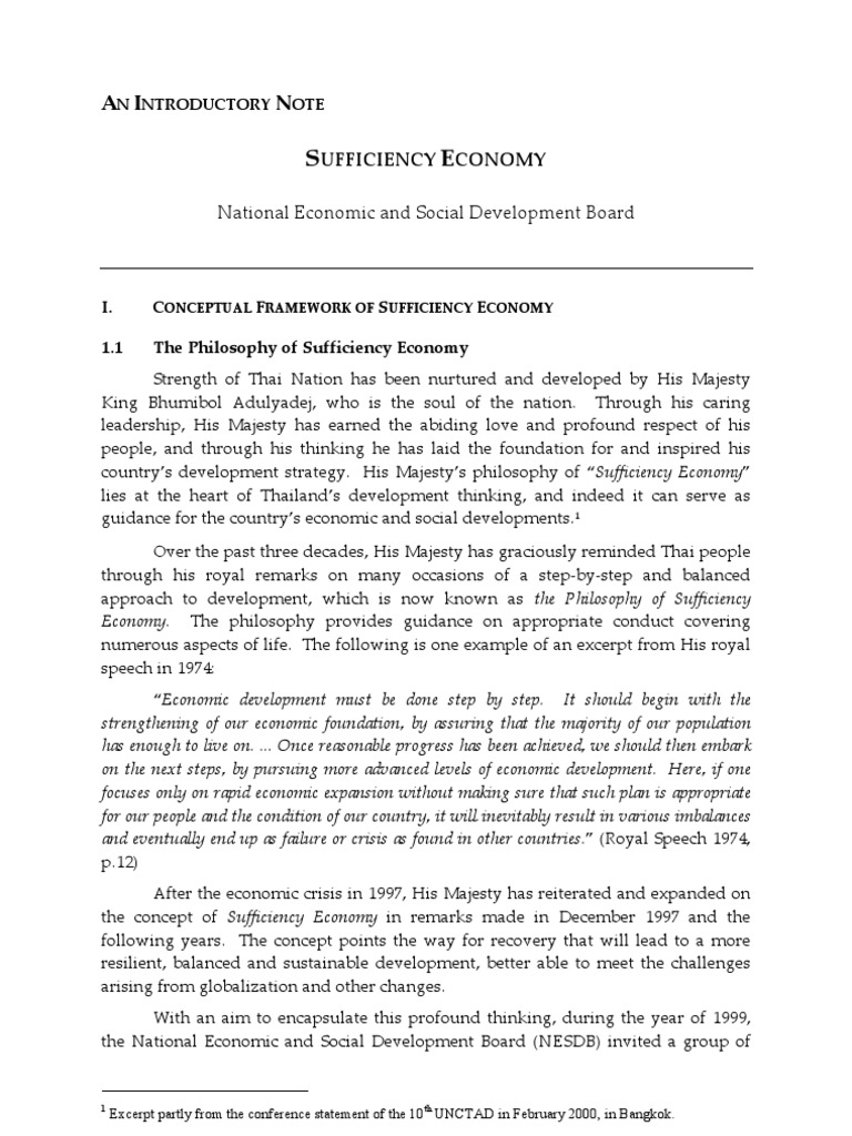 Sufficiency Economy | PDF | Economic Development | Economics