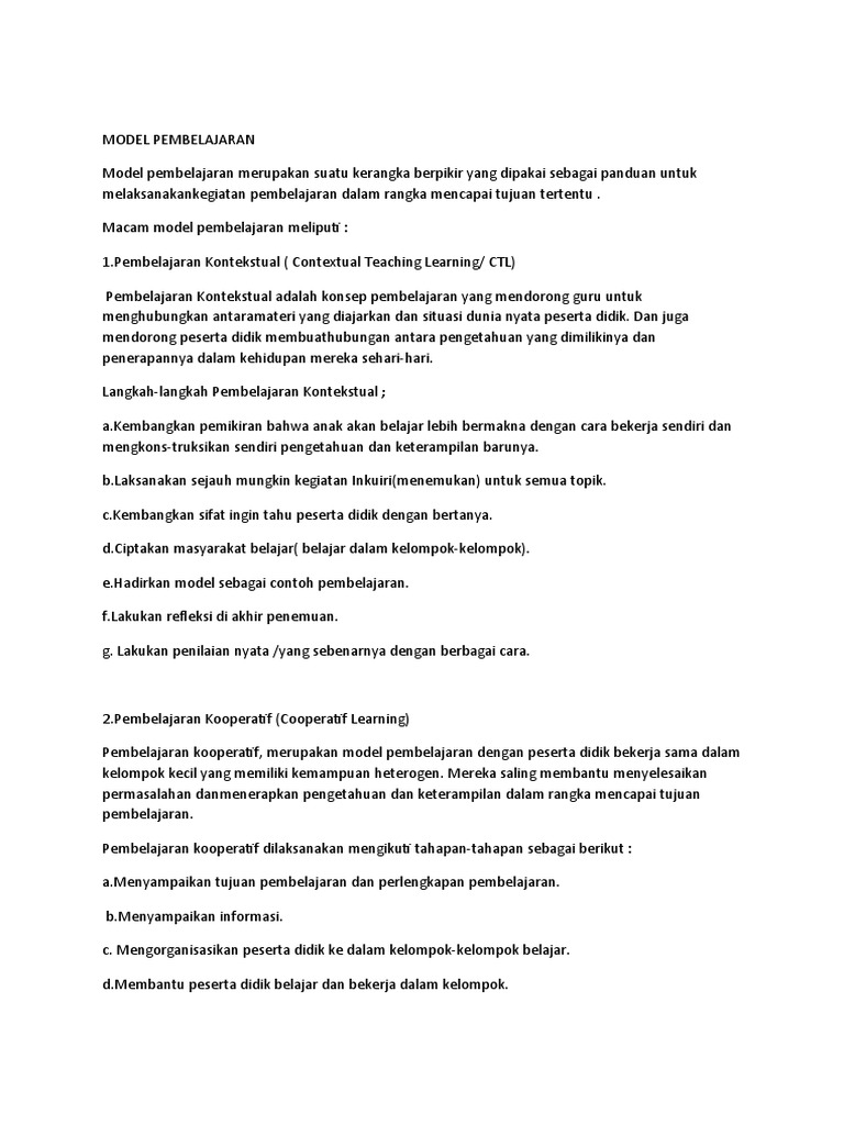 101 Model Pembelajaran | PDF
