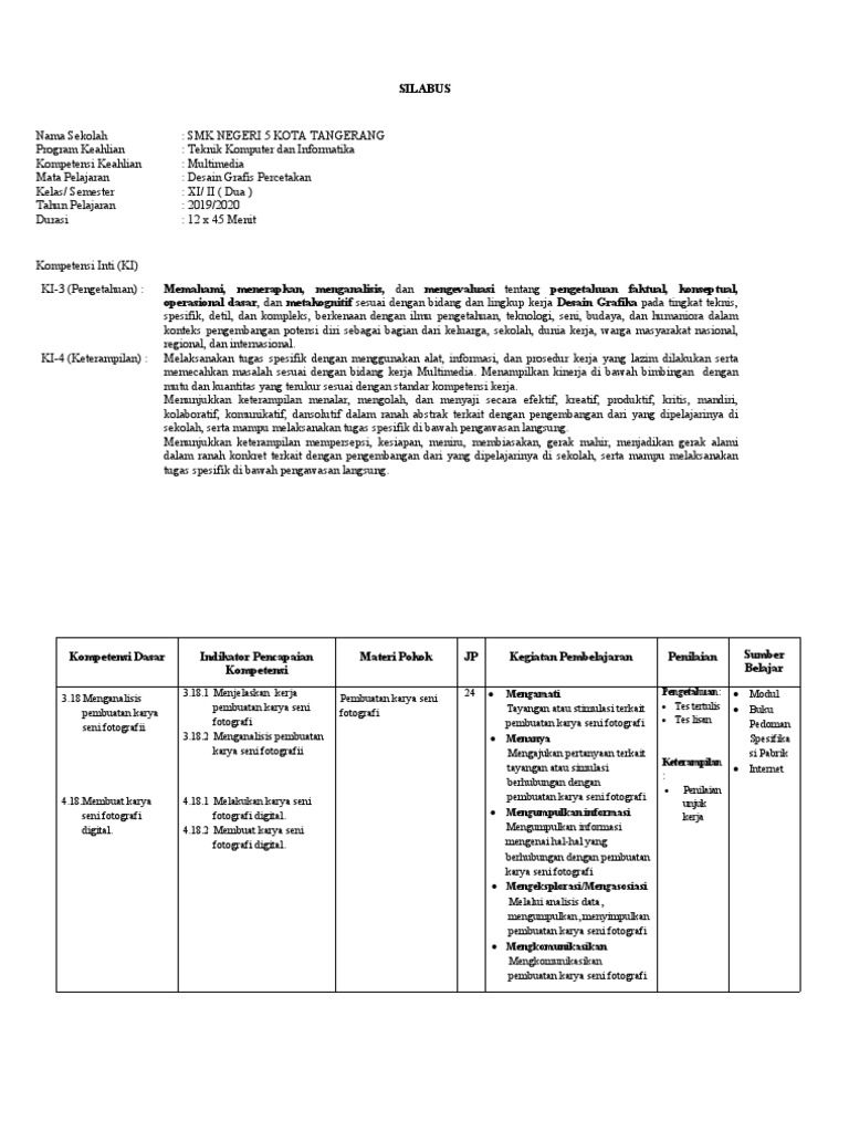 Silabus DGP 3.18 | PDF