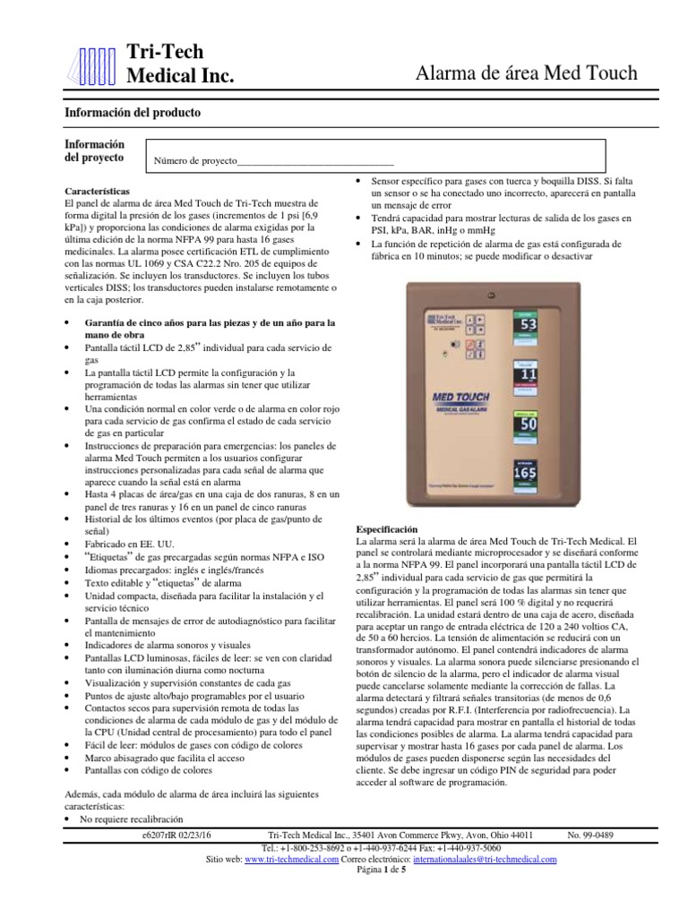 Alarma Med Touch para Gases Médicos | PDF | Red mundial | Internet y web