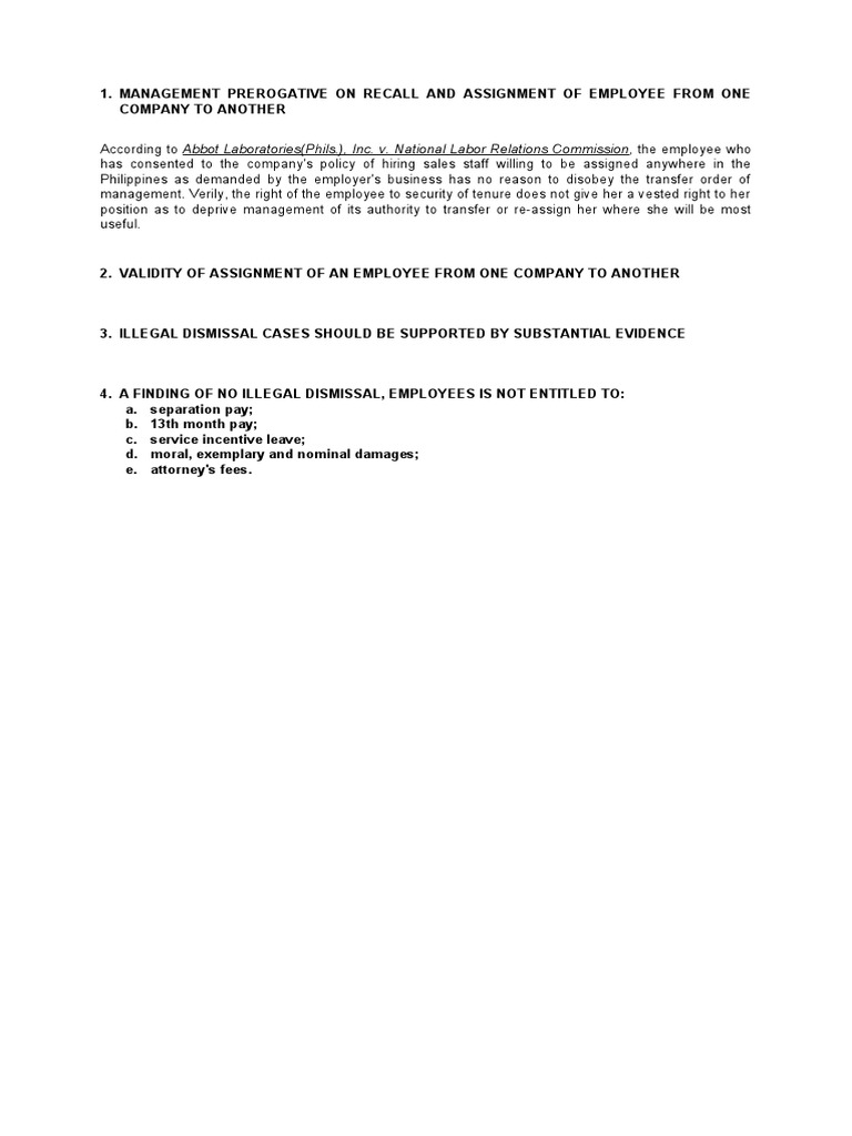 Legal Doctrine Research - Management Prerogatives | PDF