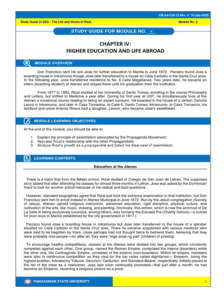 GE9 Module 4 Higher Education and Life Abroad | PDF