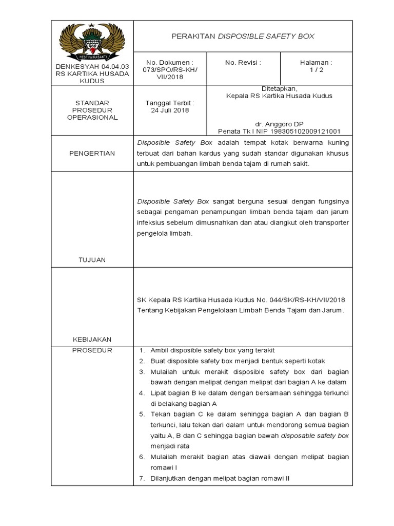 SPO Perakitan Safety Box | PDF