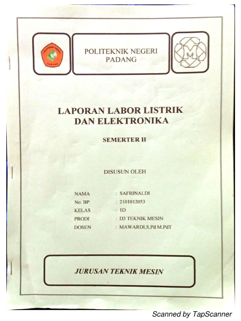 Laporan Lab Listrik Elektronika Safrinaldi | PDF