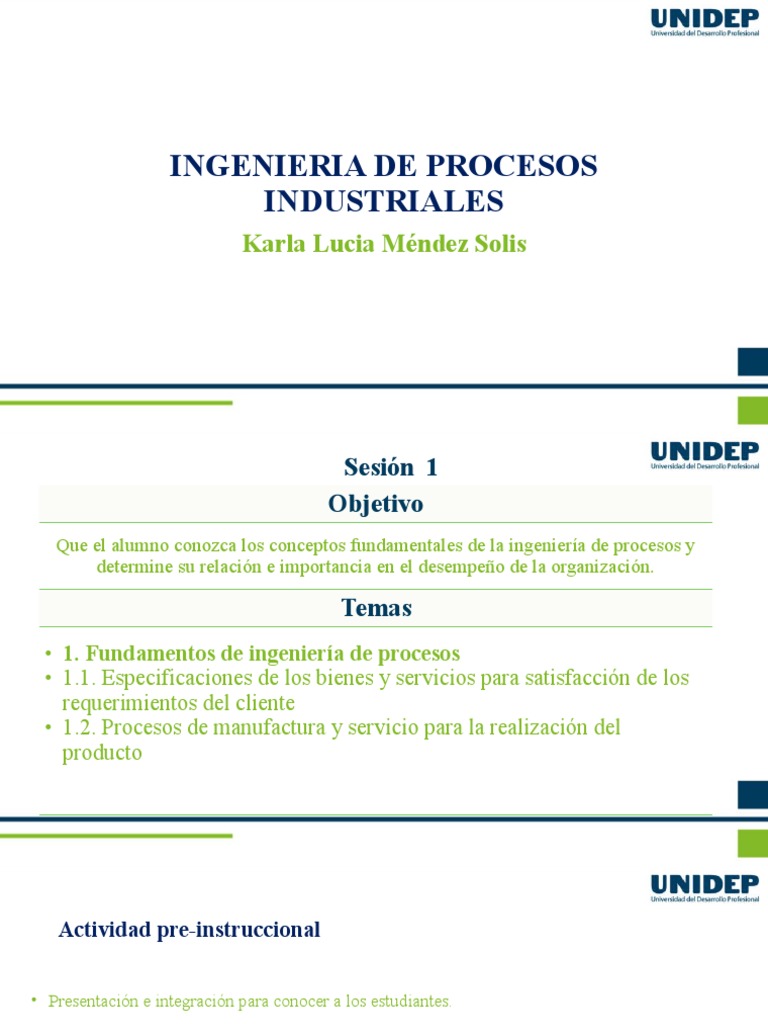 Ing De Procesos Industriales Karla Mendez Sesion 1 Pdf Ingeniería