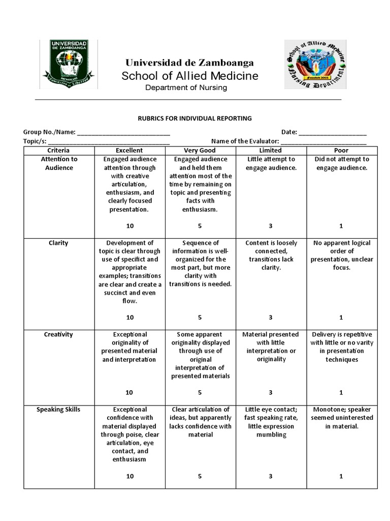 Rubrics For Individual and Group Reporting | PDF