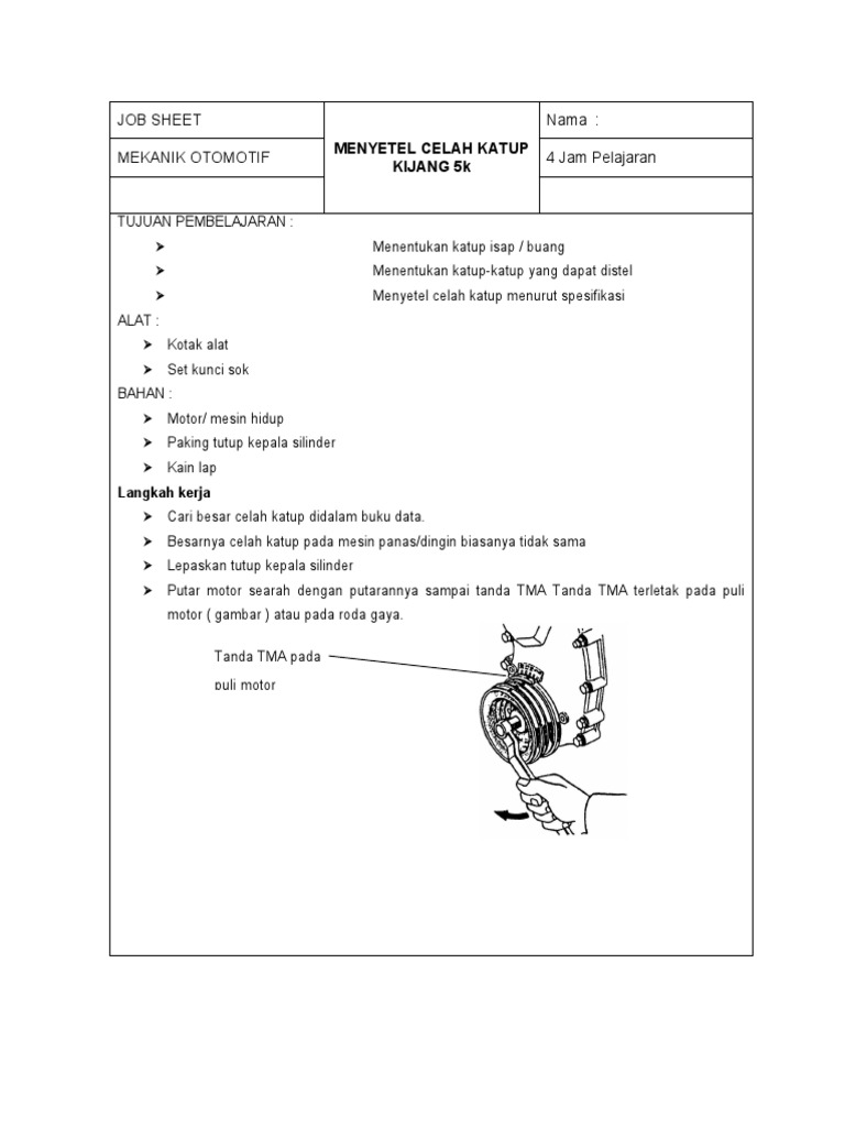 Cara Menyetel Celah Katup Kijang 5K | PDF