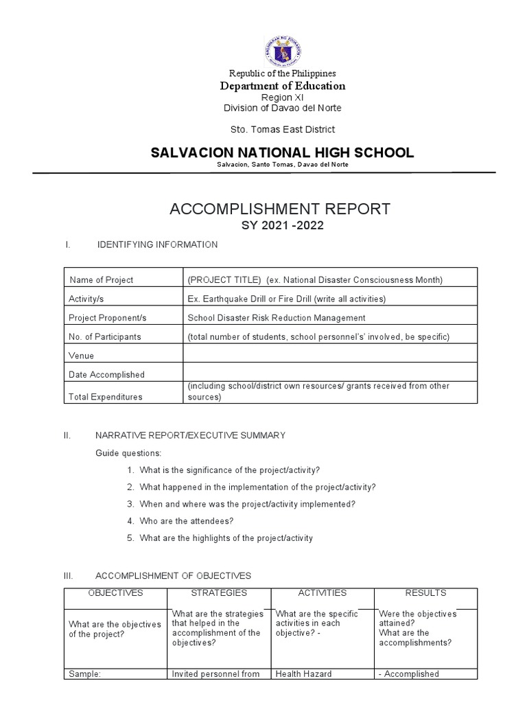 Accomplishment Report | Download Free PDF | Emergency Management